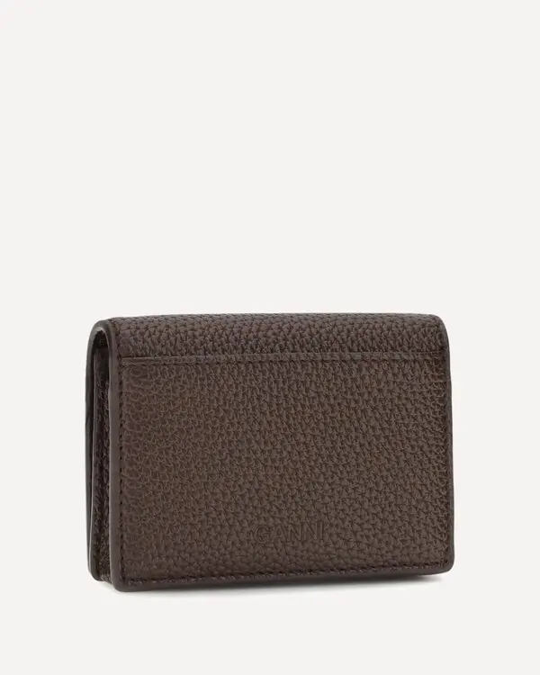 GANNI Flap Card Holder In Grained Leather