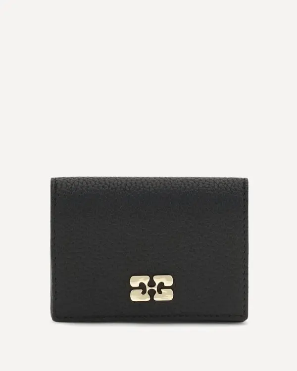 GANNI Bou Card Holder With Flap Grained - Black