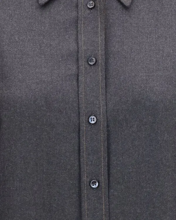 Brunello Cucinelli Virgin Wool Shirt With Monili Embellishment - Grey