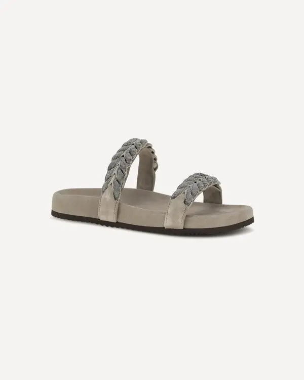Brunello Cucinelli Laurel Leaf Monili-embellished Slides