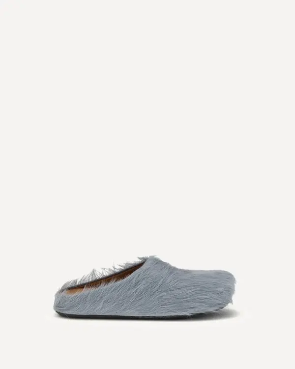 Marni Fussbett Mules With Fur Embellishment - Light Blue
