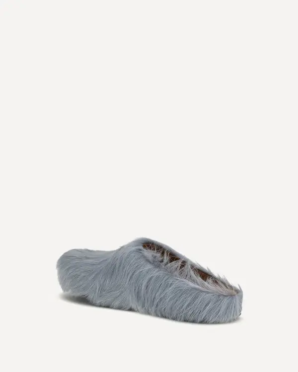 Marni Fussbett Mules With Fur Embellishment - Light Blue