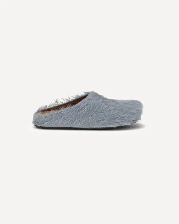 Marni Fussbett Mules With Fur Embellishment - Light Blue