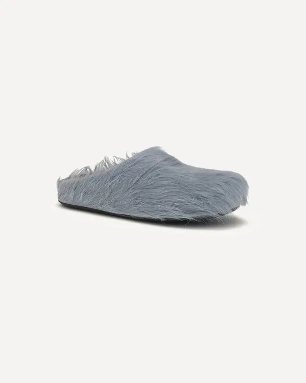Marni Fussbett Mules With Fur Embellishment - Light Blue