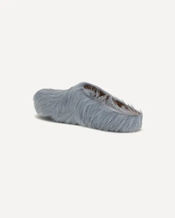 Marni Fussbett Mules With Fur Embellishment - Light Blue