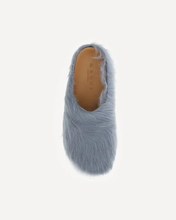 Marni Fussbett Mules With Fur Embellishment - Light Blue
