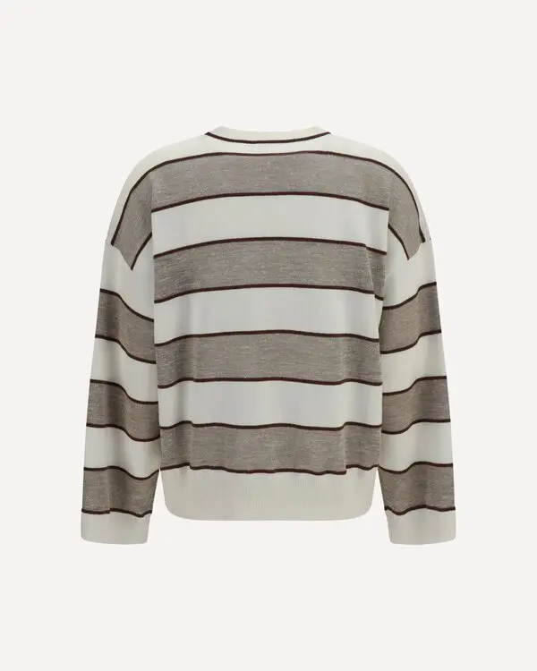 Brunello Cucinelli Striped Long-sleeve Wool Sweater