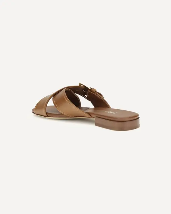 Prada Leather Sandals With Buckle Detail - Brown