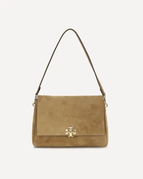 Tory Burch Charlie Suede Shoulder Bag - Beige