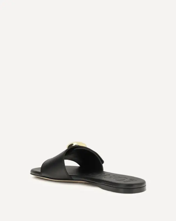 Loewe Pebble Slide Sandals In Calfskin Leather With Anagram Detail - Black