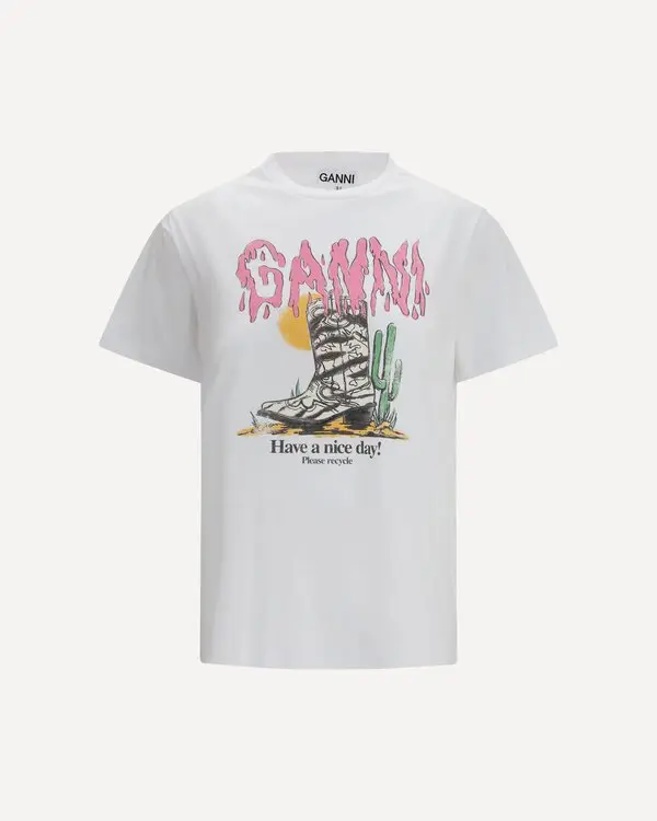 GANNI Western Boot Graphic T-shirt - White
