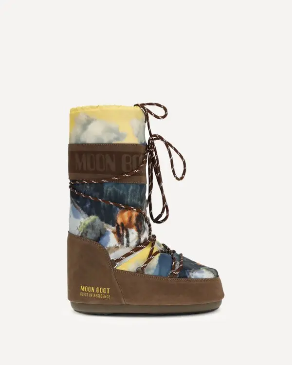 Moon Boot X Guest In Residence Printed Suede Lace-up Boots - Multicolour