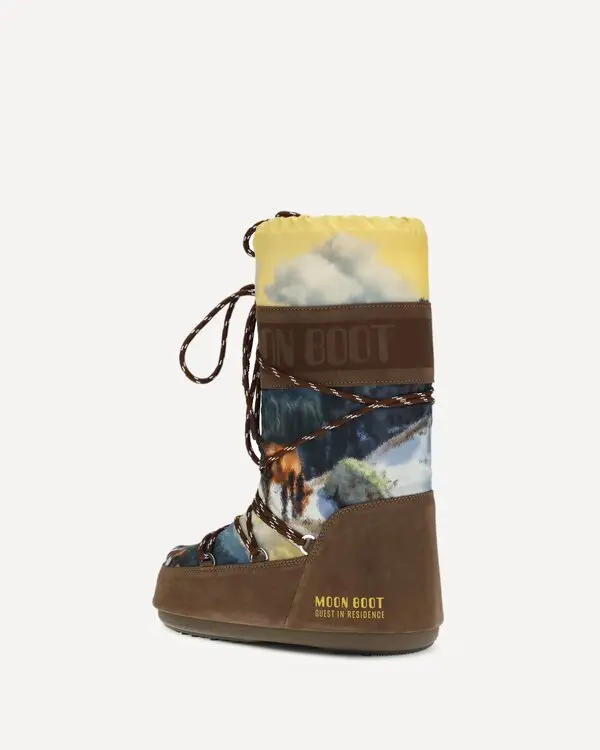 Moon Boot X Guest In Residence Printed Suede Lace-up Boots - Multicolour