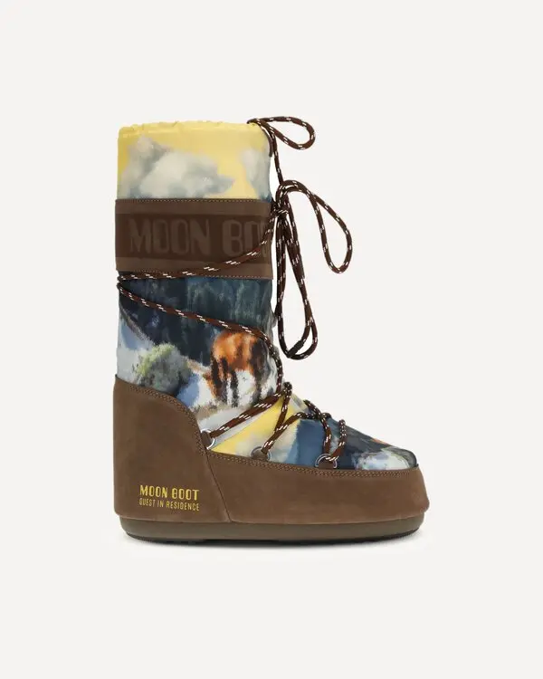 Moon Boot X Guest In Residence Printed Suede Lace-up Boots - Multicolour
