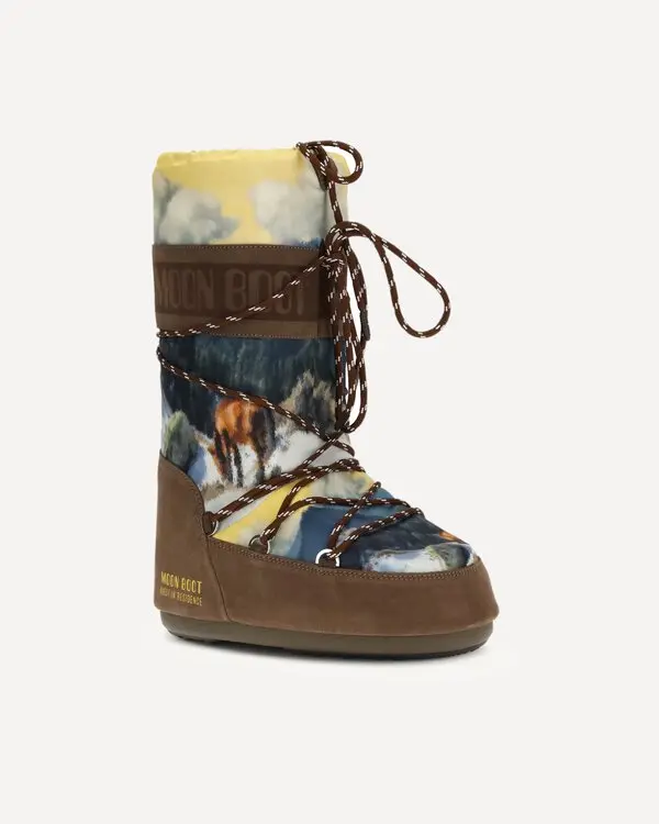 Moon Boot X Guest In Residence Printed Suede Lace-up Boots - Multicolour