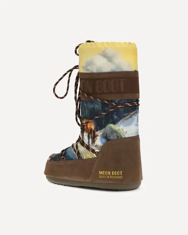 Moon Boot X Guest In Residence Printed Suede Lace-up Boots - Multicolour