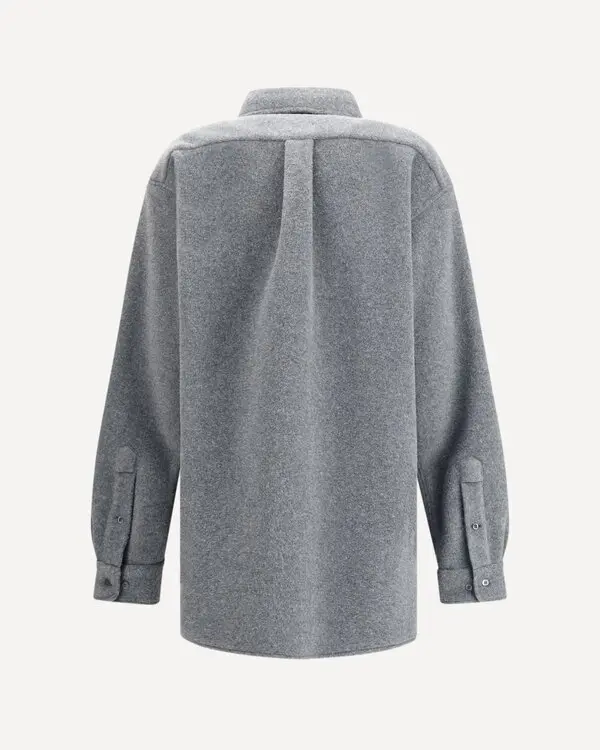 Miu Miu Cotton Button-up Shirt With Embroidered Logo - Grey