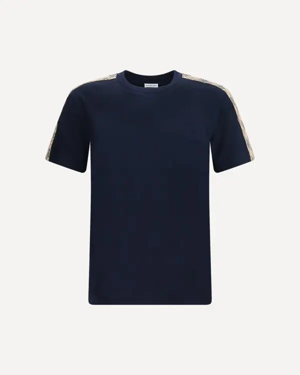 Burberry Short-sleeved T-shirt With A Single Check Stripe On Both Shoulders Ale