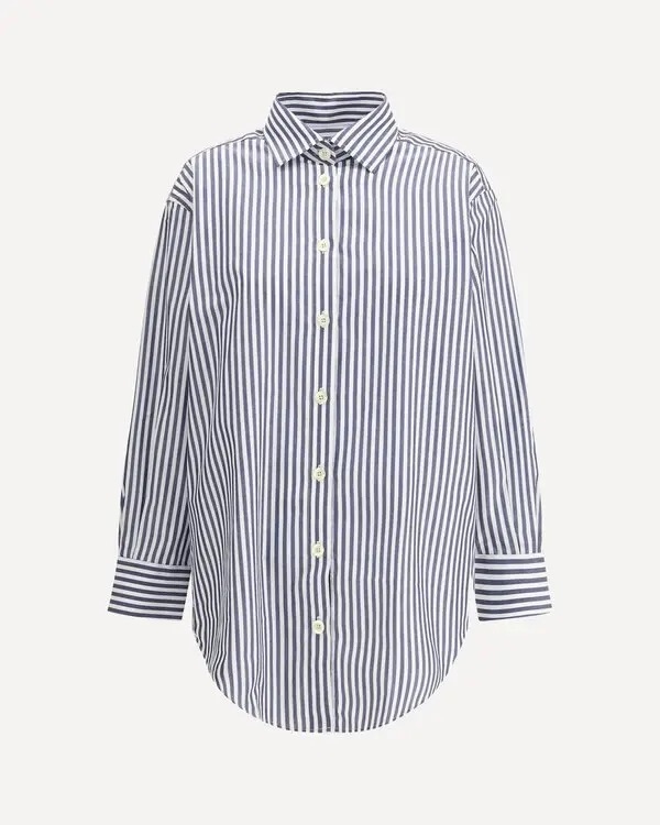 DEPERLU Oversized Striped Cotton Shirt