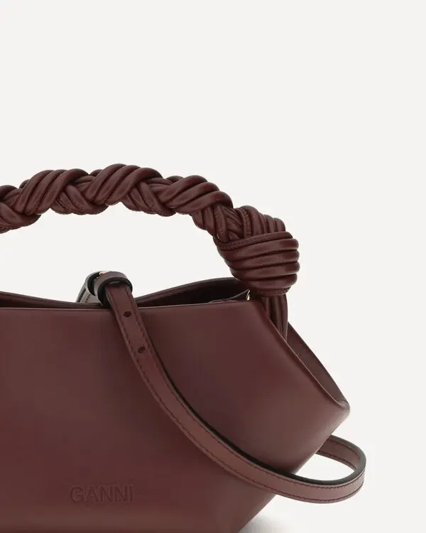 GANNI Bou Mini Handbag With Knotted Top Handle - Bordeaux