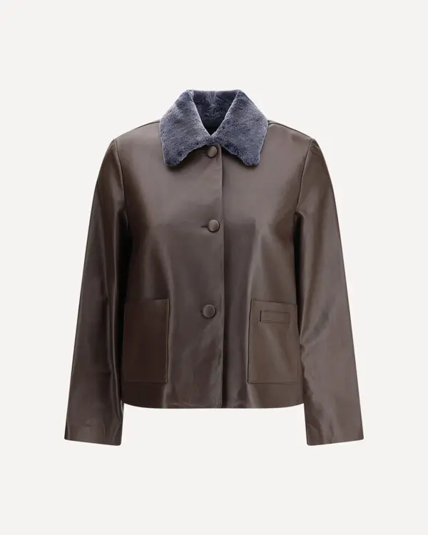 Marni Leather Jacket With Shearling Collar