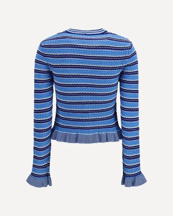 GANNI Striped Crochet Cardigan