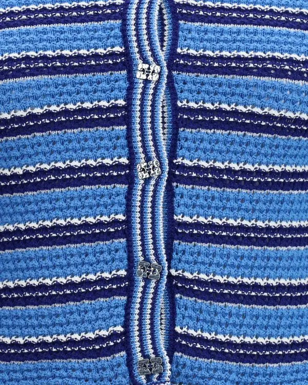 GANNI Striped Crochet Cardigan