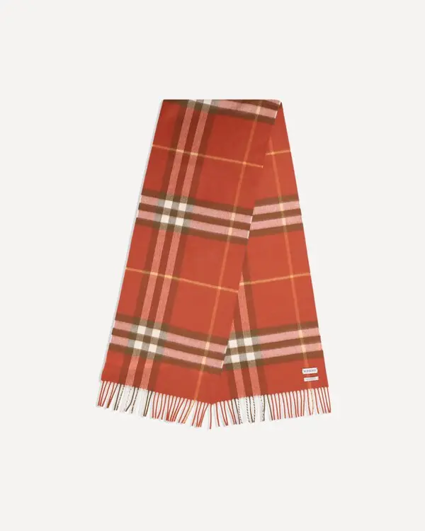 Burberry Cashmere Check Scarf - Red