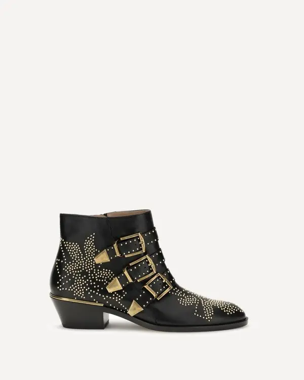 Chloé Susan Studded Leather Ankle Boots - Black