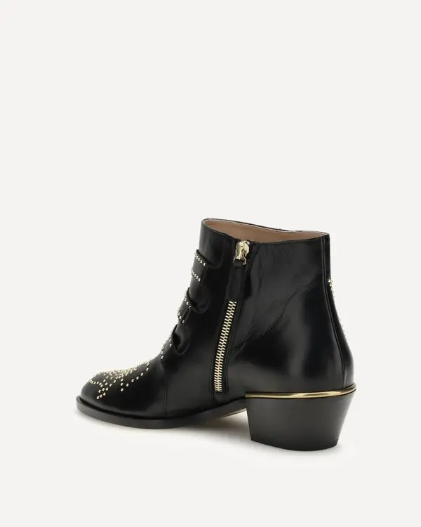 Chloé Susan Studded Leather Ankle Boots - Black
