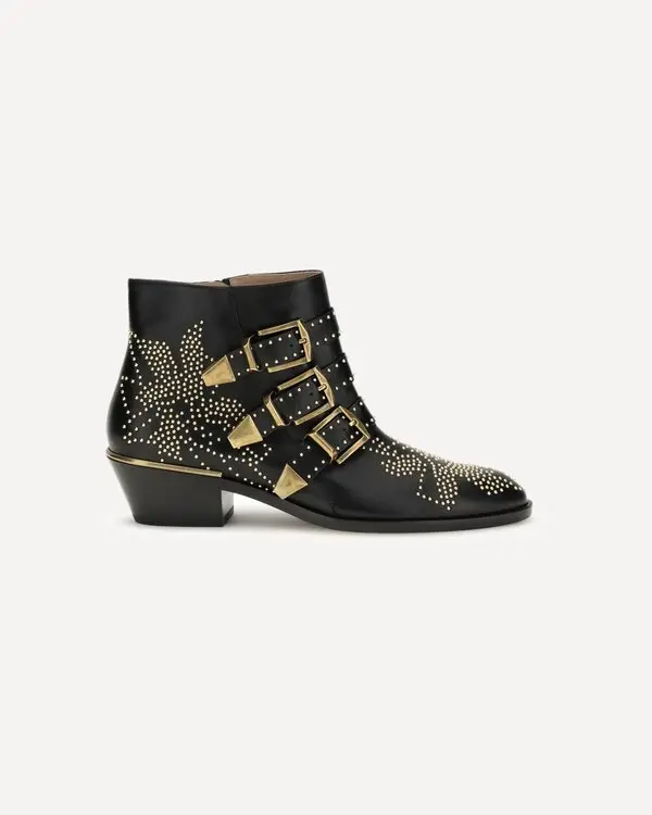 Chloé Susan Studded Leather Ankle Boots - Black