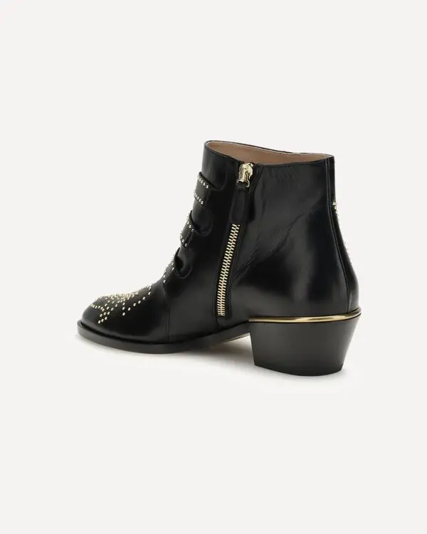 Chloé Susan Studded Leather Ankle Boots - Black