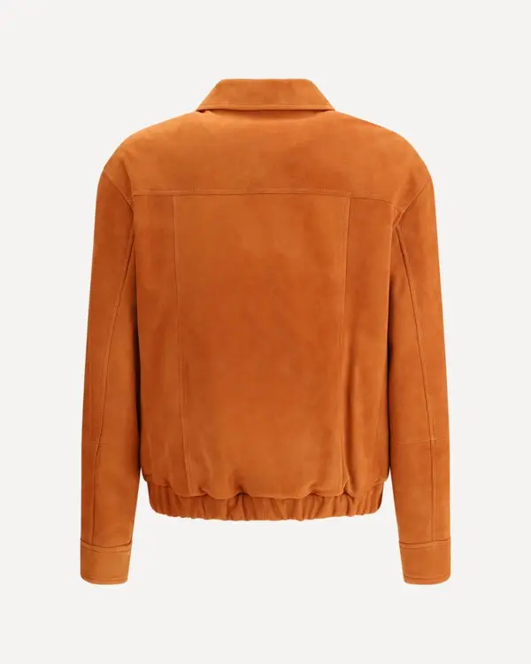 Brunello Cucinelli Suede Bomber Jacket - Red