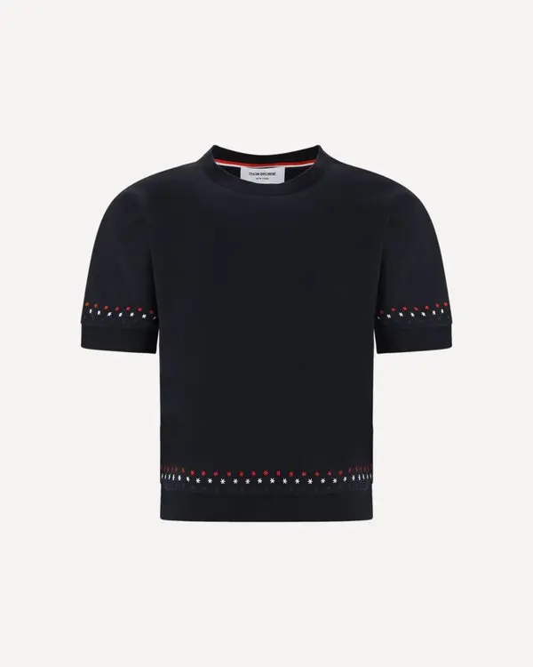 Thom Browne Snowflake Embroidered T-shirt