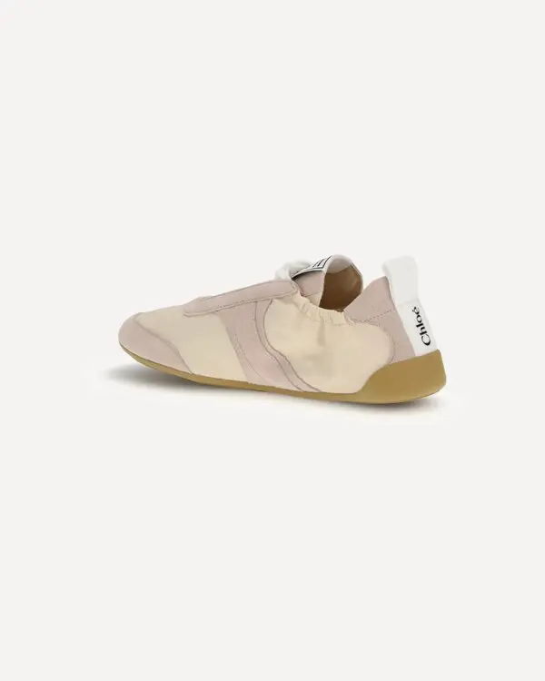 Chloé Kick Sneakers In Cotton Nylon And Suede Leather - Beige