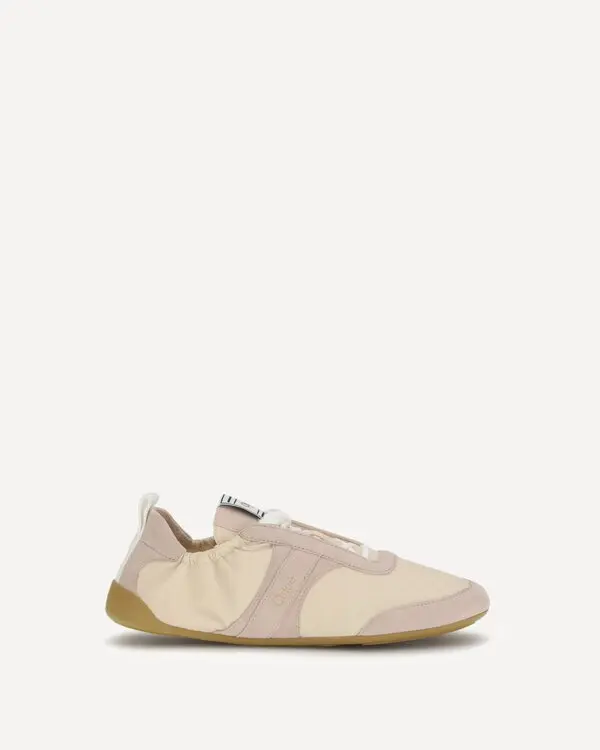 Chloé Kick Sneakers In Cotton Nylon And Suede Leather - Beige