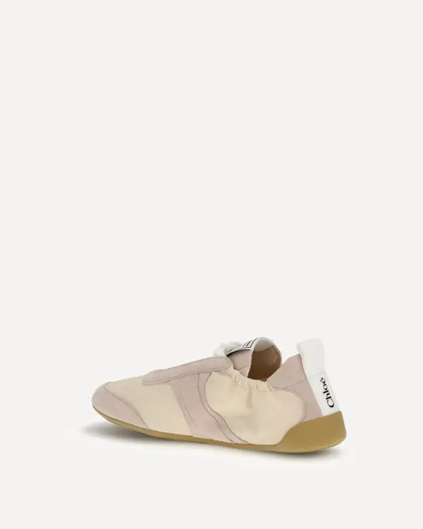 Chloé Kick Sneakers In Cotton Nylon And Suede Leather - Beige