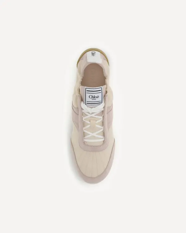 Chloé Kick Sneakers In Cotton Nylon And Suede Leather - Beige