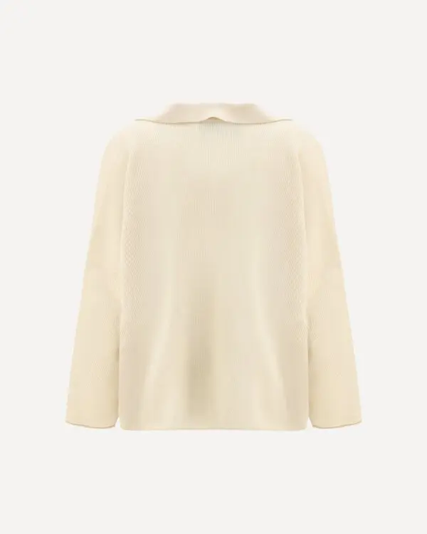 Alanui Ribbed Polo Sweater With 3/4 Sleeves