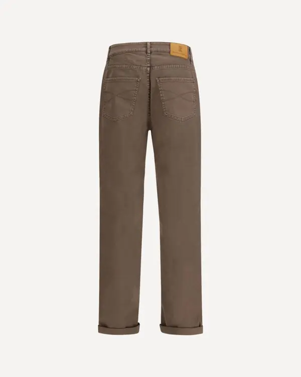 Brunello Cucinelli Cotton Jeans With Turn-up Hem - Brown