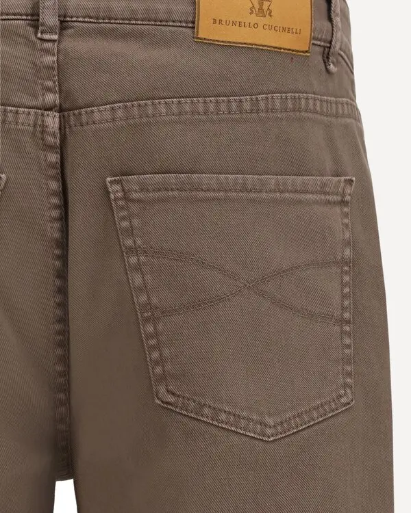 Brunello Cucinelli Cotton Jeans With Turn-up Hem - Brown