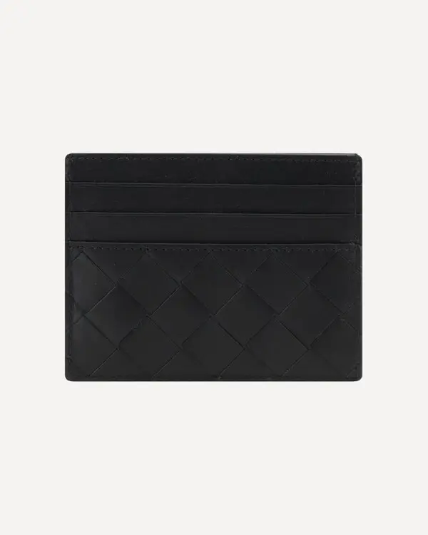 Bottega Veneta Card Holder With Iconic Intrecciato - Black