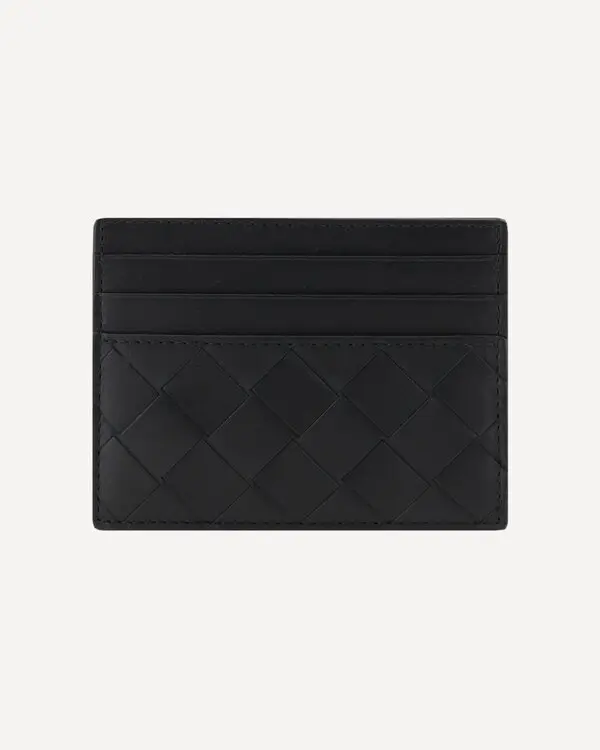 Bottega Veneta Card Holder With Iconic Intrecciato - Black
