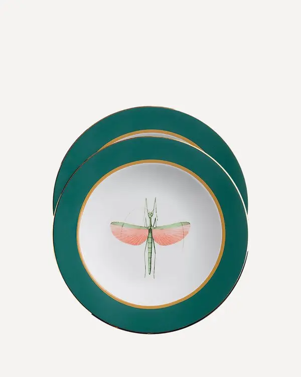 La DoubleJ Set Of 2 Soup Plates With Dragonfly Motif - Multicolour