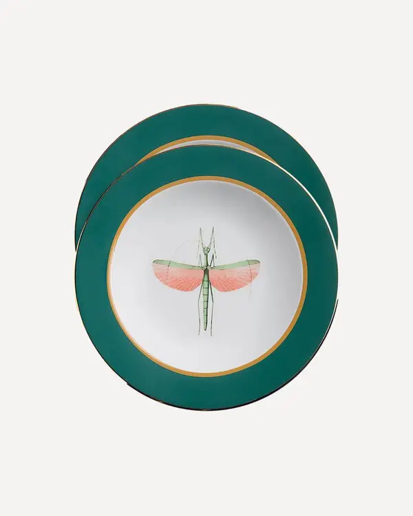La DoubleJ Set Of 2 Soup Plates With Dragonfly Motif