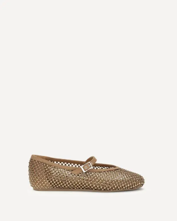 LE SILLA Gilda Ballerinas With Iridescent Crystals - Brown