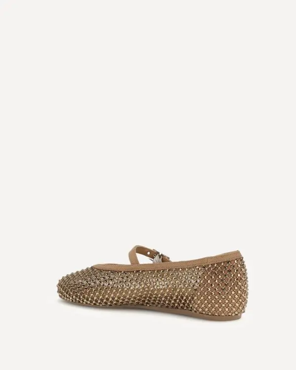 LE SILLA Gilda Ballerinas With Iridescent Crystals - Brown
