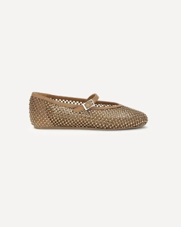 LE SILLA Gilda Ballerinas With Iridescent Crystals - Brown