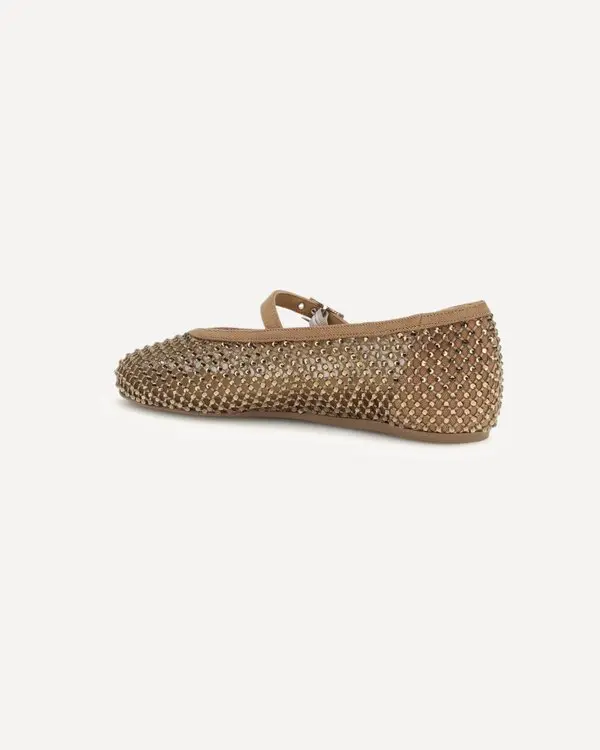 LE SILLA Gilda Ballerinas With Iridescent Crystals - Brown