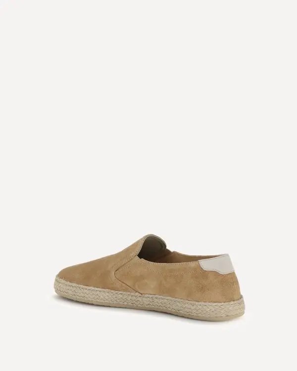 Brunello Cucinelli Suede Slip-on Sneakers With Raffia Sole - Beige